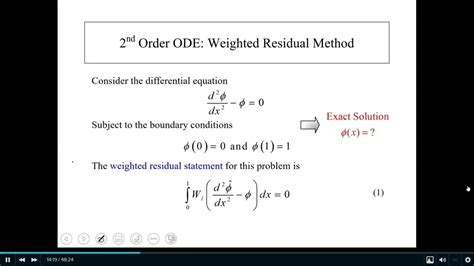 weighted residual method ii youtube