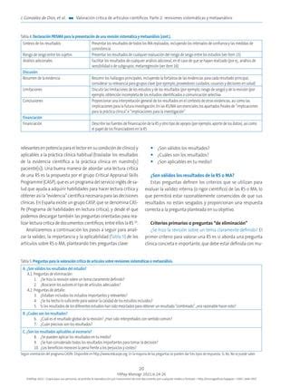VALORACIÓN CRÍTICA DE ARTÍCULOS Revisiones sistemáticas y metaanálisis