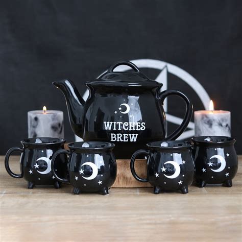 Witches Brew Cauldron Witch Tea Set Ceramic Set Tea Cup Etsy
