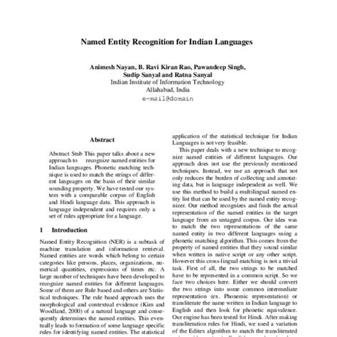 named entity recognition for indian languages acl anthology