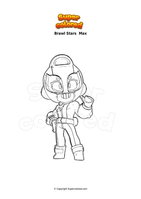 The Cartoon Character Brawl Stars Max Is Outlined In Black And White
