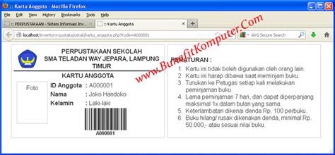 source code sistem informasi inventarisasi buku perpustakaan berbasis web dengan php dan mysql