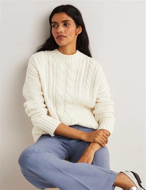 Cable Knit Sweater Ivory Boden US
