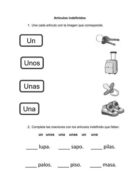 Artículos indefinidos interactive worksheet Online activities