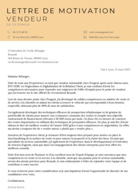 Lettre De Motivation Vendeur Mod Le Et Exemple