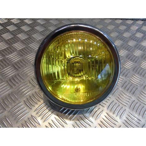 Phare Metal Chrome Universel Verre Jaune Moto Bobber Custom Chopper