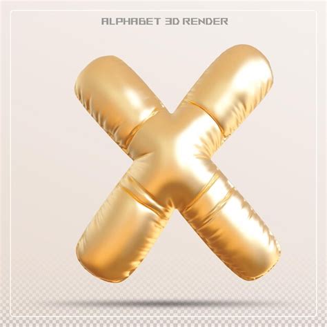 Burbuja Letra Dorada Fuente X Alfabeto Renderizado En 3d Archivo PSD