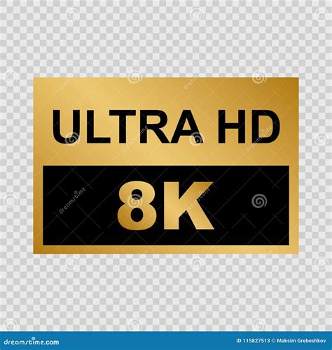 Golden 8K 4K 5k Ultra HD Video Resolution Icon Logo High Definition