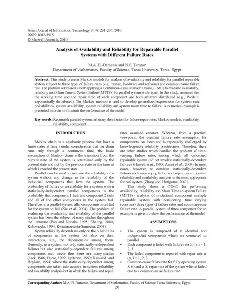 pdf analysis of availability and reliability for repairable parallel systems with different