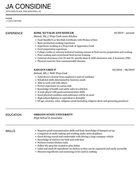 School Cook Resume