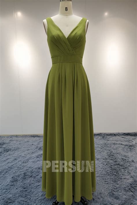 Robe Demoiselle D Honneur Vert Longue D Collet V Drap Persun Fr
