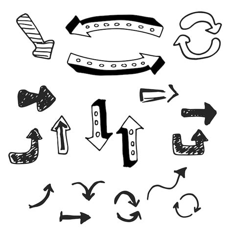 Conjunto De Flechas Dibujadas A Mano Vectorial Vector Premium
