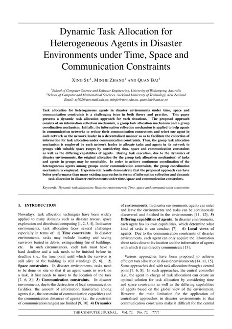 pdf dynamic task allocation for heterogeneous agents in disaster environments under time