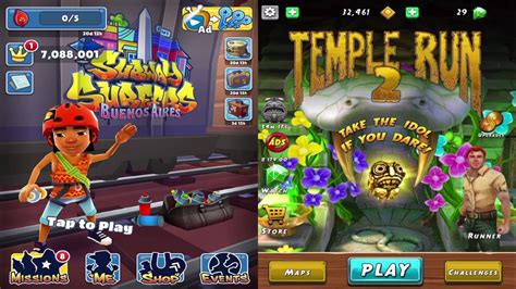 Subway Surfers Buenos Aires Vs Temple Run Gameplay Youtube
