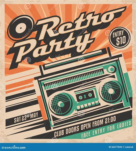 Retro Party Poster Design Concept Stock Vector Illustration Of Club