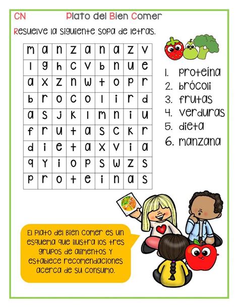 Plato Del Bien Comer Activity Sopas De Letras Para Imprimir Gratis
