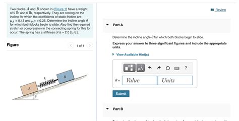 Solved Two Blocks A And B Shown In Have A Weight Of 9lb And Chegg