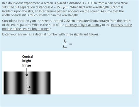 Solved In A Double Slit Experiment A Screen Is Placed A Chegg