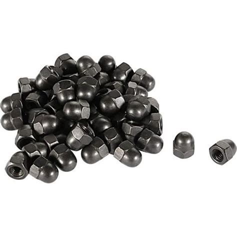 Sourcing Map 50Pcs Écrou Borgne Noir M4 Hexagonal Dôme Clous Carbure