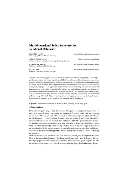 pdf multidimensional index structures in relational databases