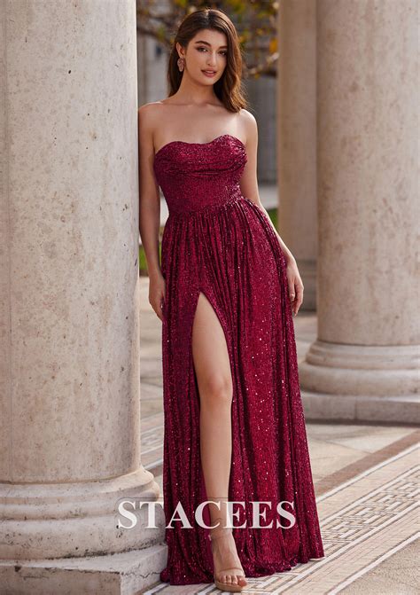 A Line Sweetheart Sleeveless Sweep Train Sequined Prom Dress With