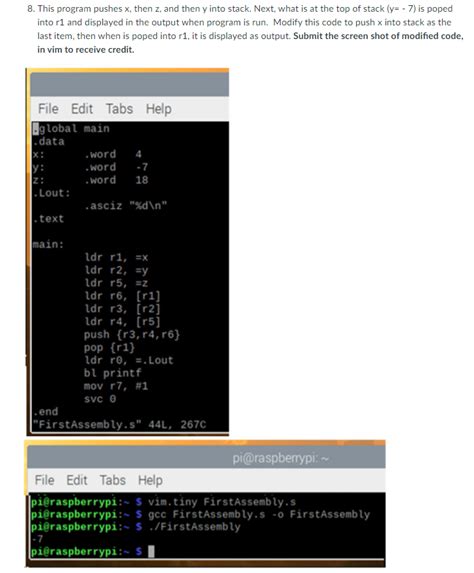solved 8 this program pushes x then z and then y into