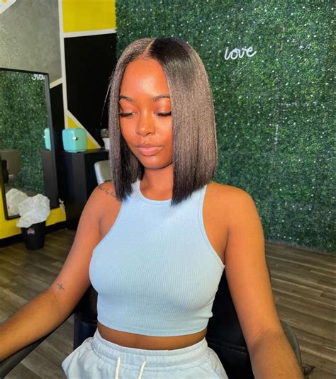 Natural Hair Bob Cut Pressed Natural Hair Dyed Natural Hair Natural