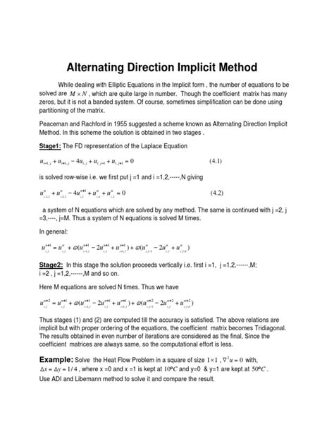 alternating direction implicit method pdf differential calculus mathematics of computing