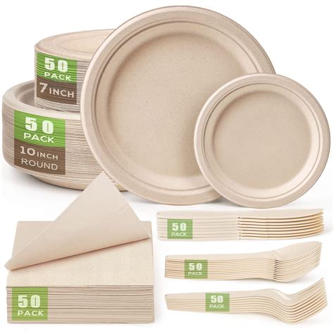 Gezond Compostable Paper Plates Dhf Set Pieces Disposable Plates