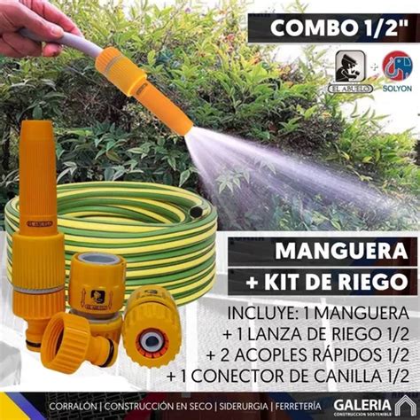 Kit Riego Manguera Tricolor 1 2 X 15 M Acople Conector Lanza 17 741