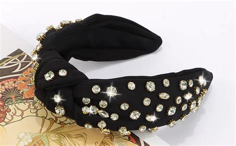 Amazon Atoden Black Headband Rhinestone Knotted Headband Womens