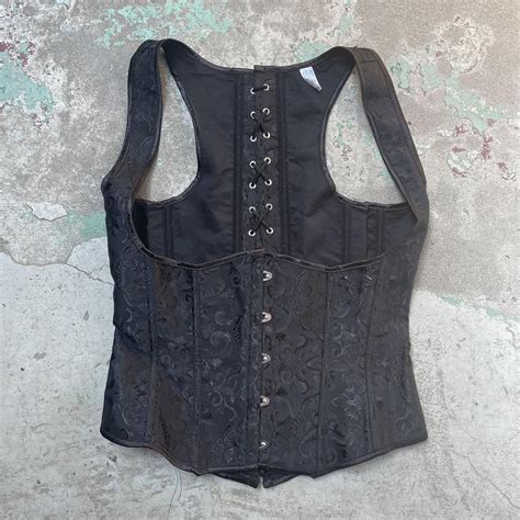 Black Brocade Underbust Corset Next Day Shipping Depop