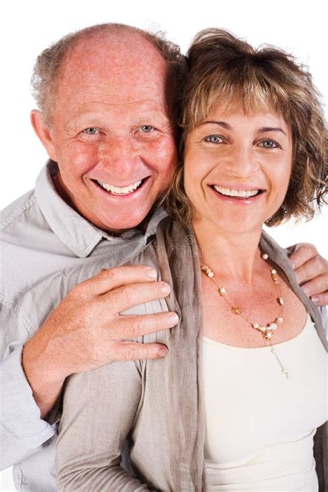 Affectionate Old Man Hugging His Wife From Behind Stock Photo Image