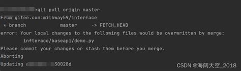 解决error Your local changes to the following files would be overwritten