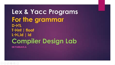 lex and yacc programs declarative statements recognizing grammar compiler design lab youtube