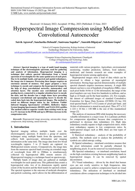 pdf hyperspectral image compression using modified convolutional autoencoder