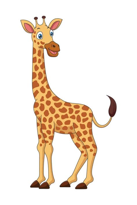 linda dibujos animados jirafa dibujo africano bebé salvaje sonriente