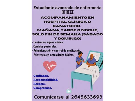 Se Ofrece Acompañamiento Hospitalario En Clínicas Y Sanatorios