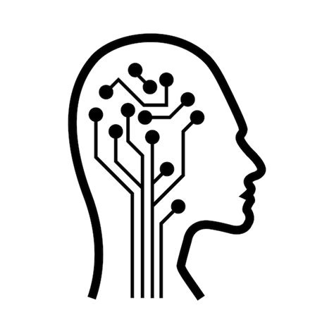 Ícone de inteligência artificial ai do rosto humano um chip digital