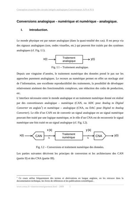 PDF Conversions analogique numérique et numérique les