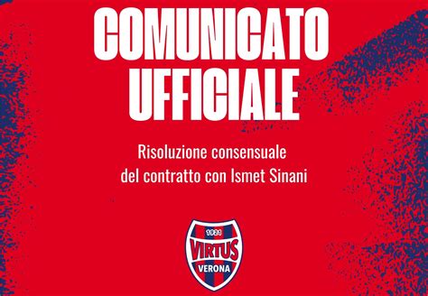 Ufficiale Virtus Verona Risoluzione Consensuale Con Sinani Alfredo