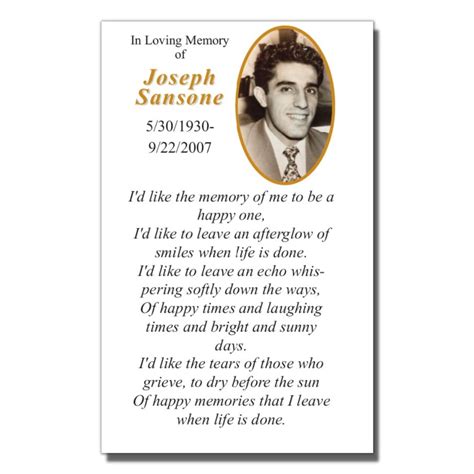 Customized Funeral Memorial Prayer Card Matagrande Al Gov Br