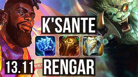 K SANTE Vs RENGAR TOP 10 2 14 1200 Games Dominating KR Master