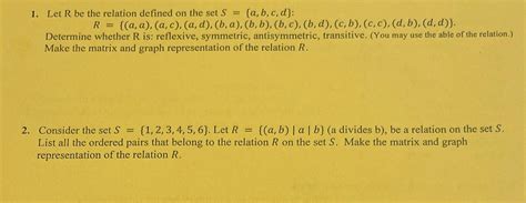 solved 1 let r be the relation defined on the set