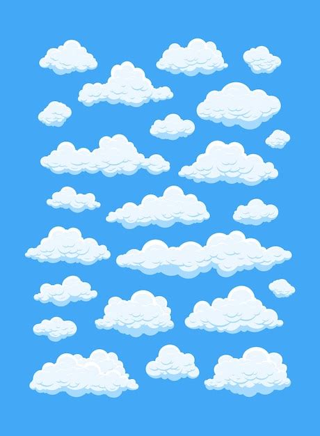 Ilustração de nuvens de desenho animado cumulus e redemoinho fofo no