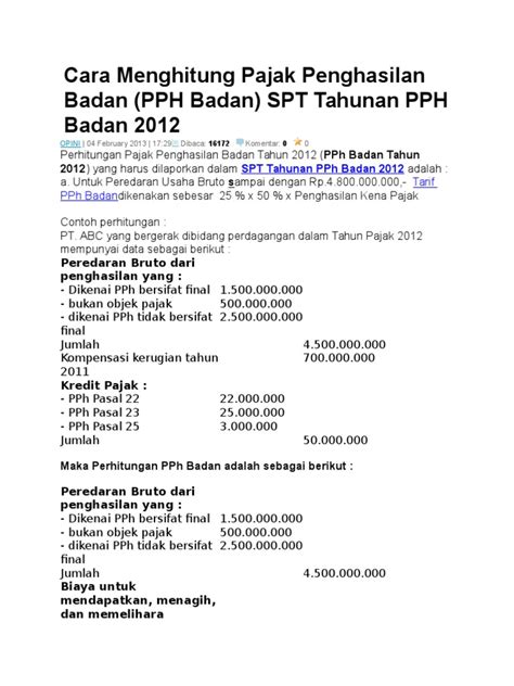 Detail Contoh Perhitungan Pph 25 Badan Koleksi Nomer 21