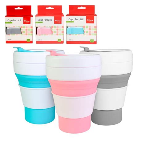 Copo Silicone Retr Til Dobr Vel C Tampa Reutiliz Vel Ml Shopee Brasil
