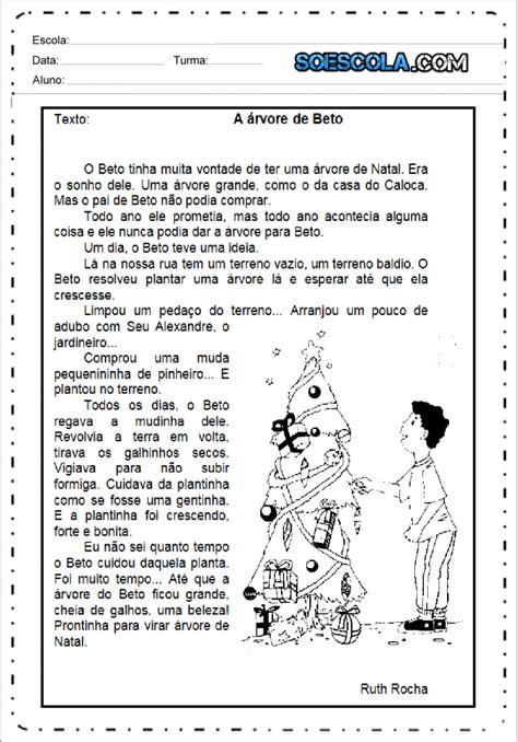 Texto A árvore de Beto para trabalhar o Natal nas series iniciais