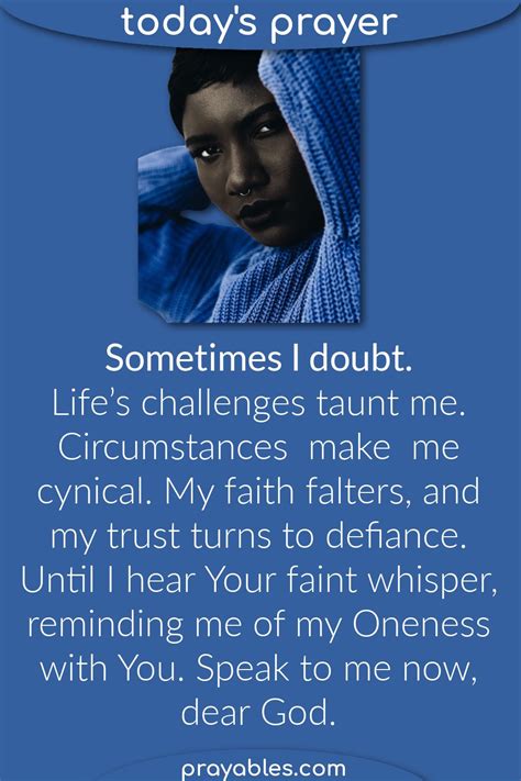 Doubting Yourself Quotes Like Today S Prayer Can Help You Restore Your