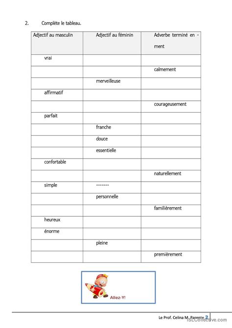 Fiche de Grammaire Adverbes en MENT Français FLE fiches pedagogiques